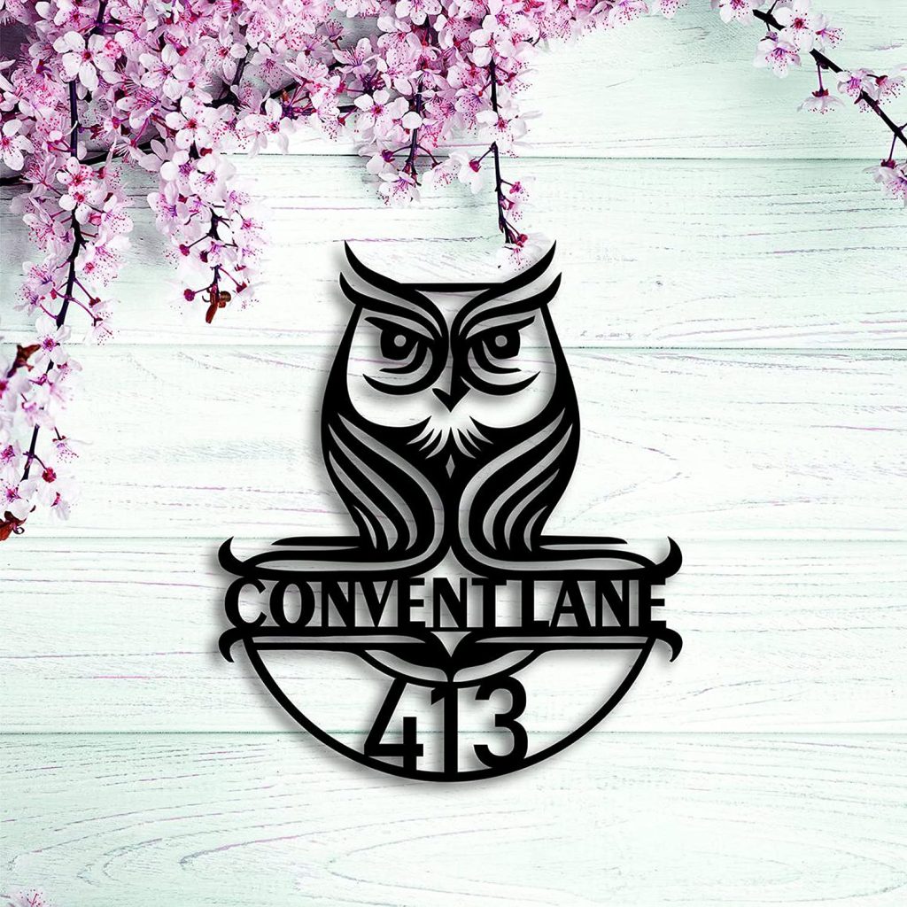 Personalized Owl Welcome Sign Nature Outdoor Wall Decor Address Plaque ...