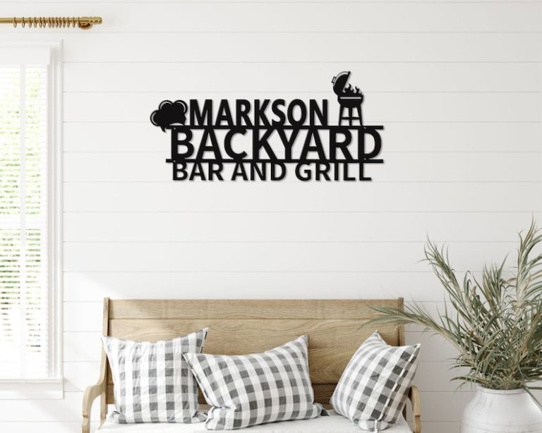 Backyard Bar And Grill Metal Bar Signs BBQ Barbecue Outdoor Grill Sign ...