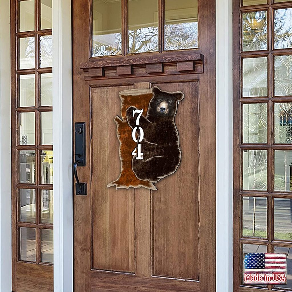 Bear on the Stoop Personalised House Number Sign Custom Address Wall ...