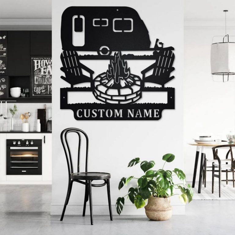 Tear Drop Trailer Metal Wall Art Personalized Metal Name Sign Campfire ...