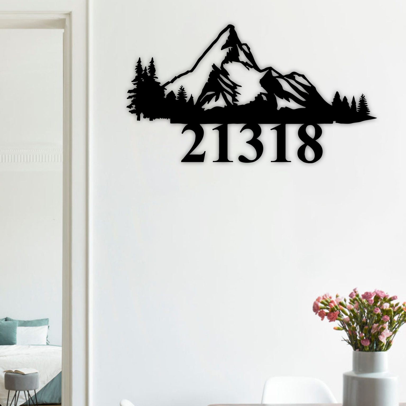 Custom Address Mountain Art Metal Plaque Personalized Address Sign Home ...