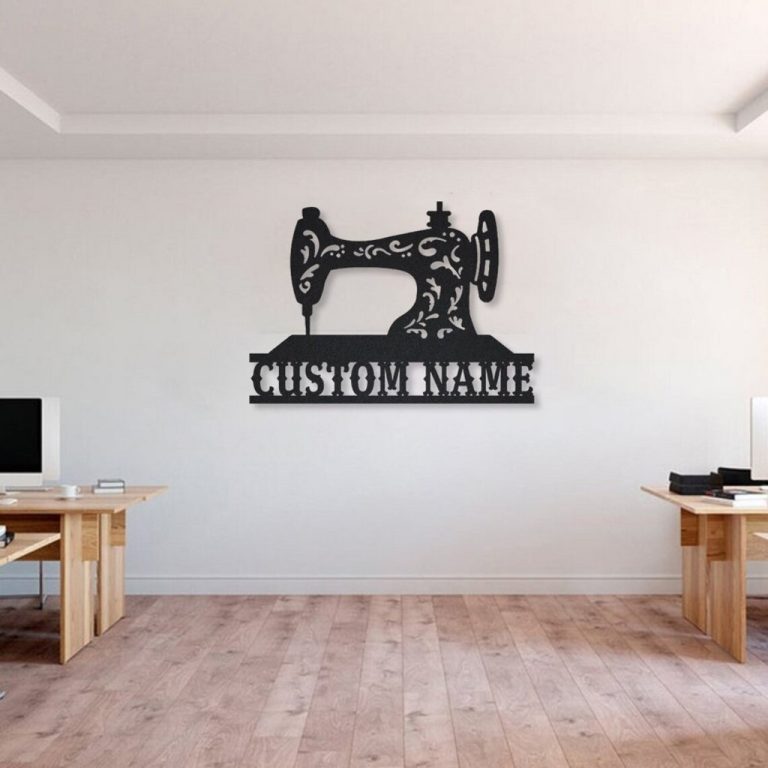 Floral Sewing Machine Signs Personalized Metal Name Sign Quilting Room ...