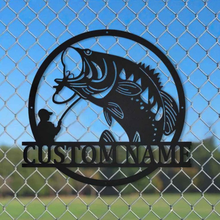 Trout Bass Metal Art Personalized Metal Name Sign Fishing Signs Decor ...