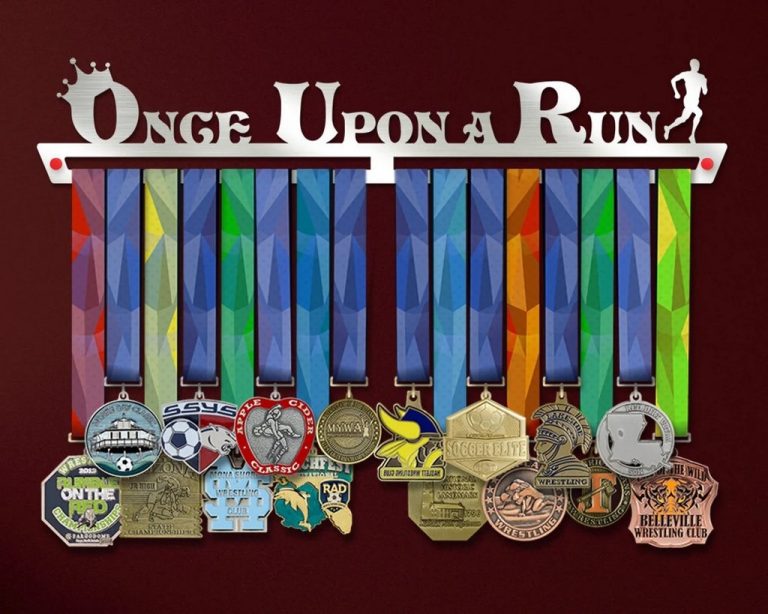 Once Upon A Run Medal Hanger Display Wall Rack Frame Motivational for Runner - Custom Laser Cut ...