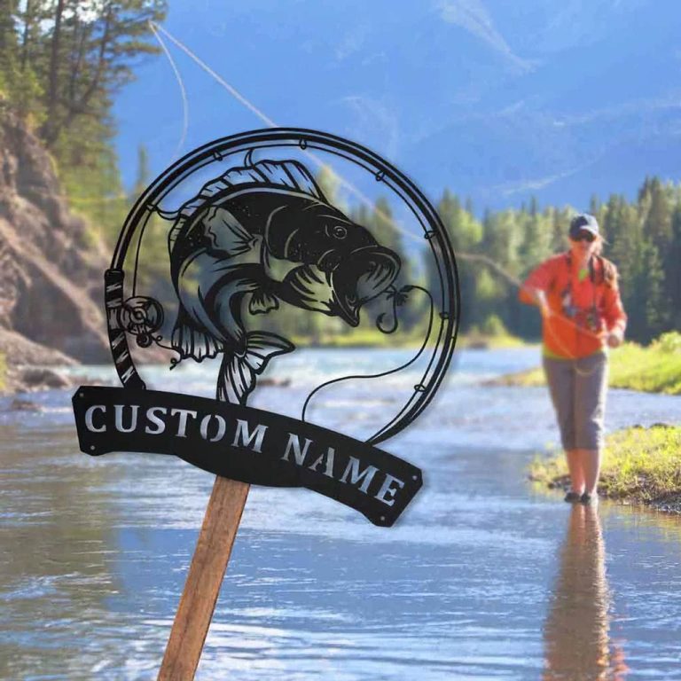 Personalized Bass Fishing Pole Metal Fish Wall Art Gift for Fishing ...