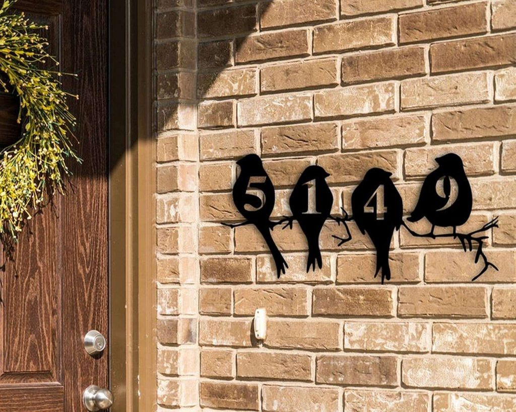Personalized Birds House Numbers Metal Address Sign Outdoor - Custom ...