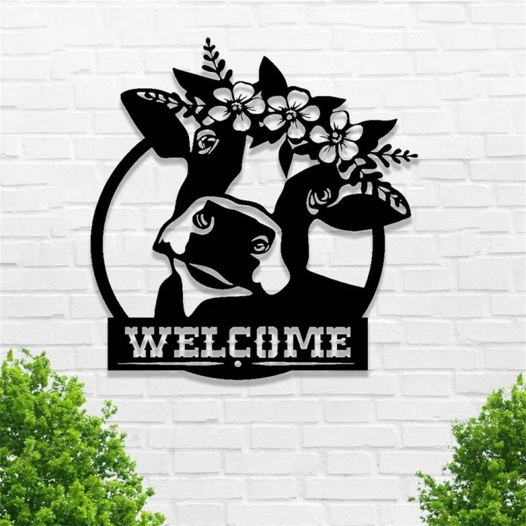 Personalized Cute Cow Metal Signs Welcome Housefarm Wall Art Gift for ...