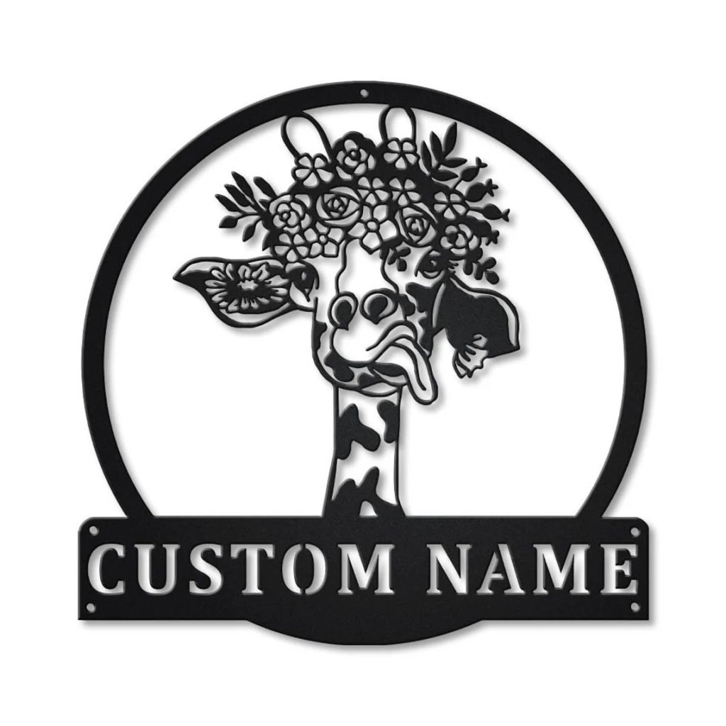 Personalized Cute Giraffe Metal Sign Art Home Decor Gift for Animal ...