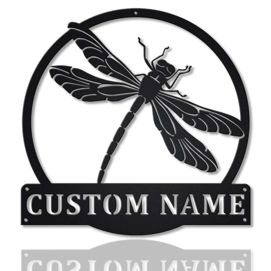Personalized Dragonfly Monogram Metal Sign Decor For Bedroom - Custom ...