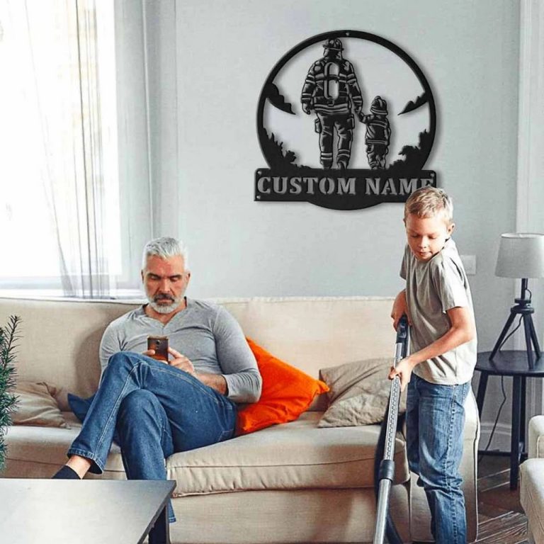 Personalized Firefighter Father And Son Metal Sign Art Gift for Fireman ...