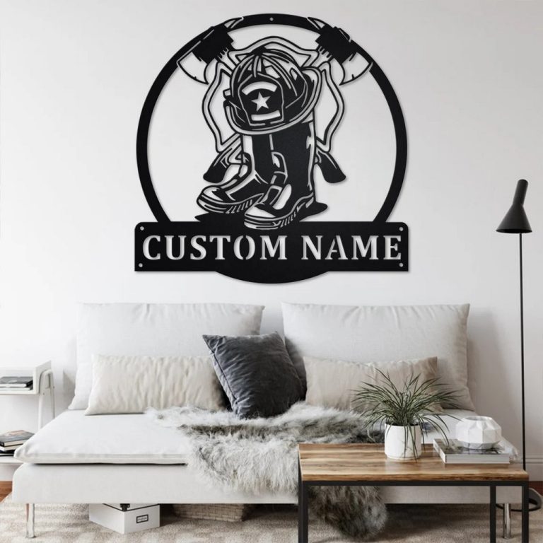 Personalized Firefighter Gear Metal Sign Fire Department Decor Gift for ...