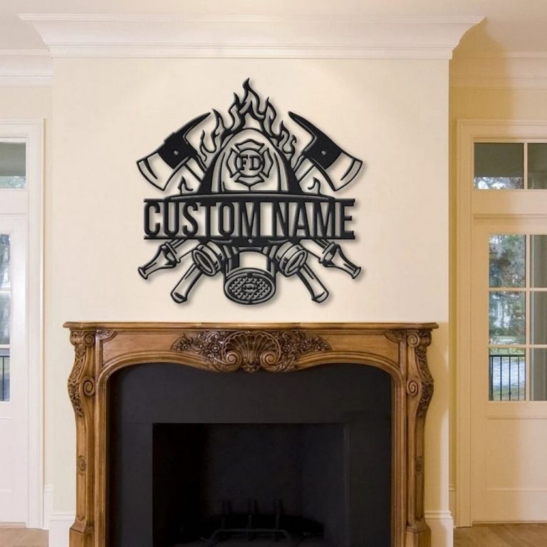 Personalized Firefighter Helmet Metal Sign Fire Department Decor Gift ...