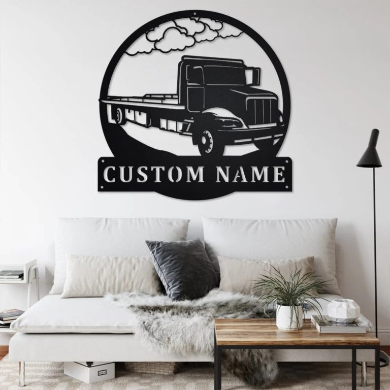 Personalized Flatbed Tow Truck Metal Name Sign Home Decor Gift for ...