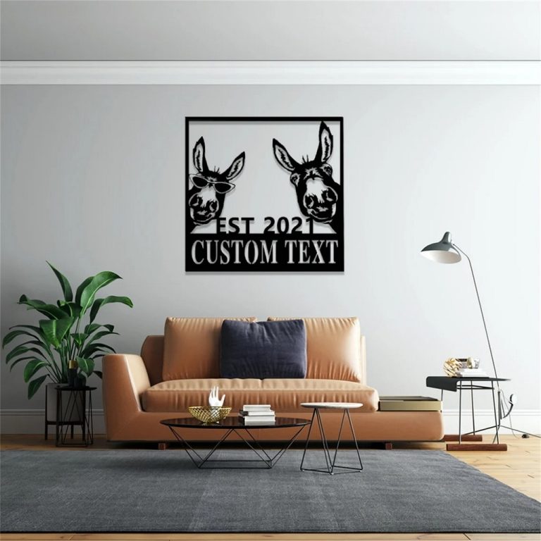 Personalized Funny Two Donkeys Metal Signs Welcome Housefarm Wall Art ...