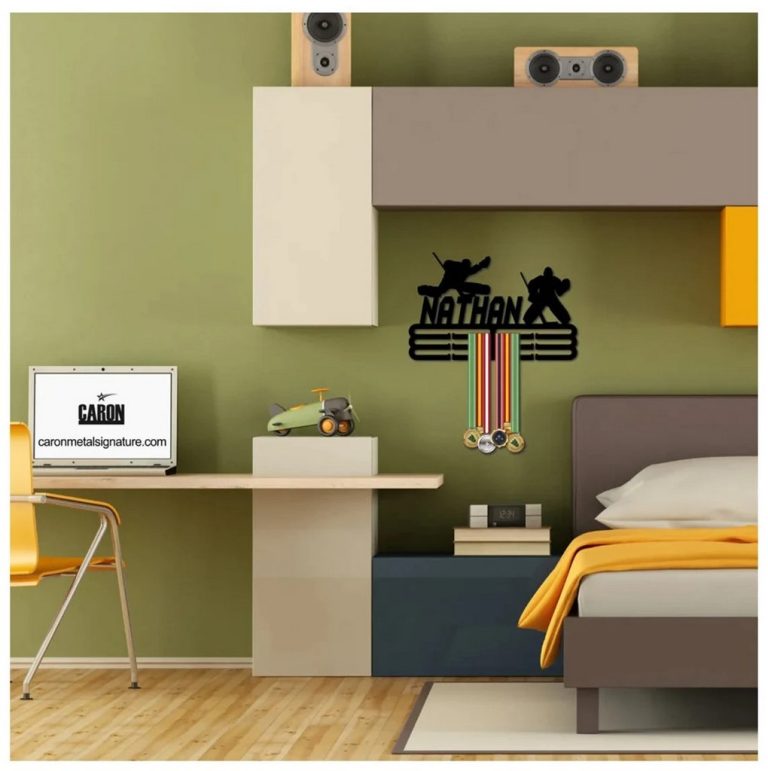 Personalized Hockey Goalie Medal Hanger Display Wall Rack Frame With 12 ...