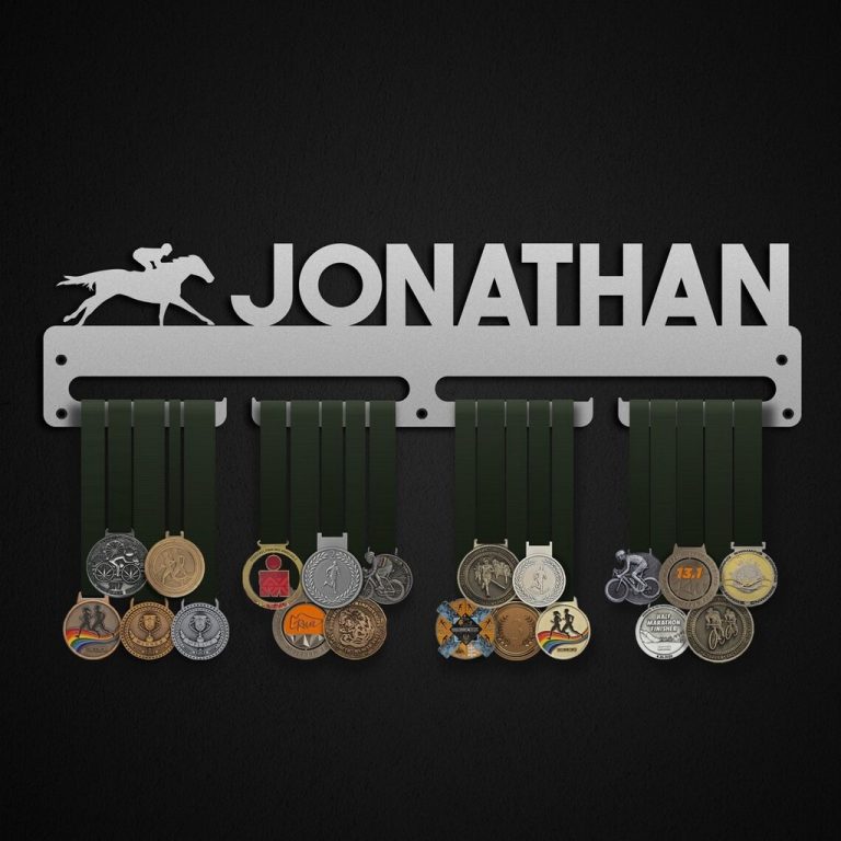 Personalized Horse Riding Figure Medal Hanger Display Wall Rack Frame ...