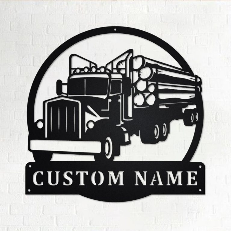 Personalized Log Truck Metal Name Sign Home Decor Gift for Truck ...