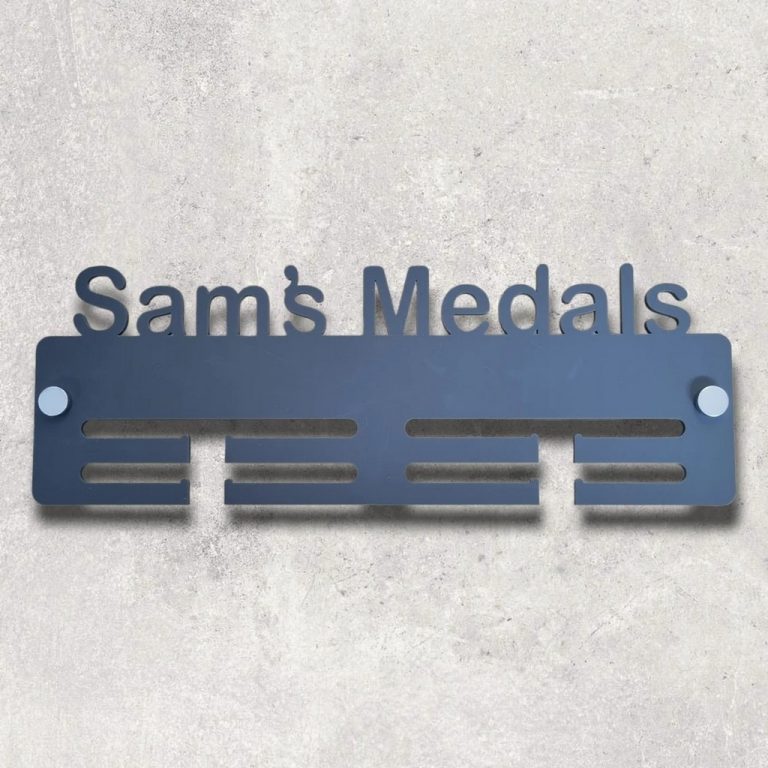 Personalized Medal Holder Display Hanger Custom Text Sign Wall Hanging ...