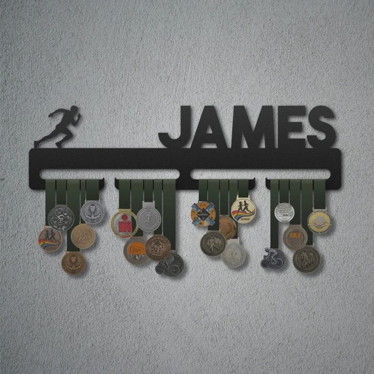 Personalized Medal Holder Display Wall Rack Frame With 12 Hooks for ...