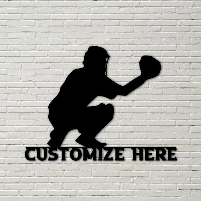 Personalized Metal Baseball Catcher Sign Wall Decor Room Gift for ...