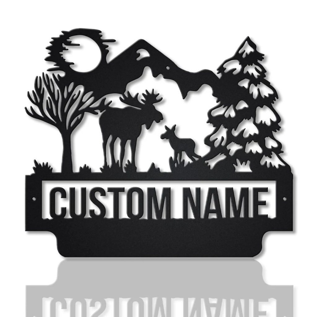 Personalized Moose Hunting Metal Sign, Moose Art Custom Family Metal ...