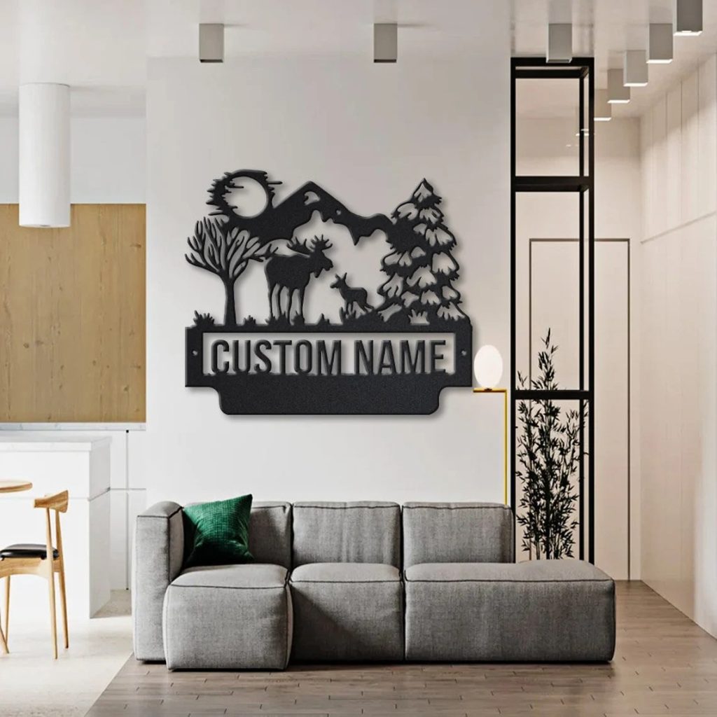 Personalized Moose Hunting Metal Sign, Moose Art Custom Family Metal ...