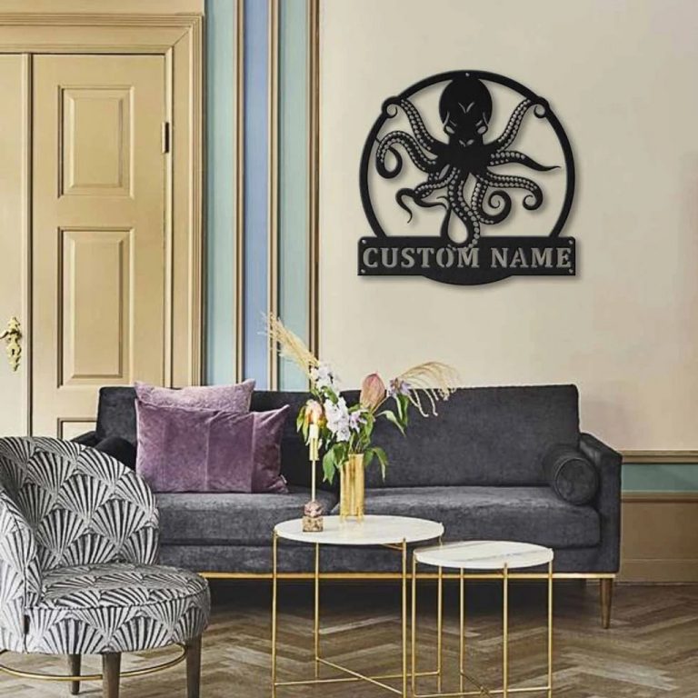 Personalized Octopus Metal Sign Art Beach House Decor Gift for Animal ...