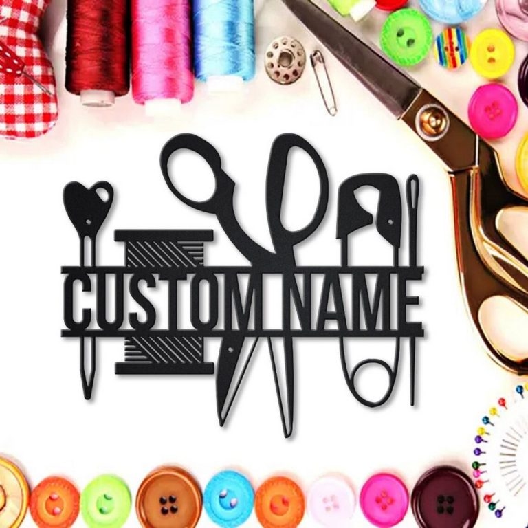 Personalized Sewing Metal Name Sign Sewing Room Decorations - Custom ...