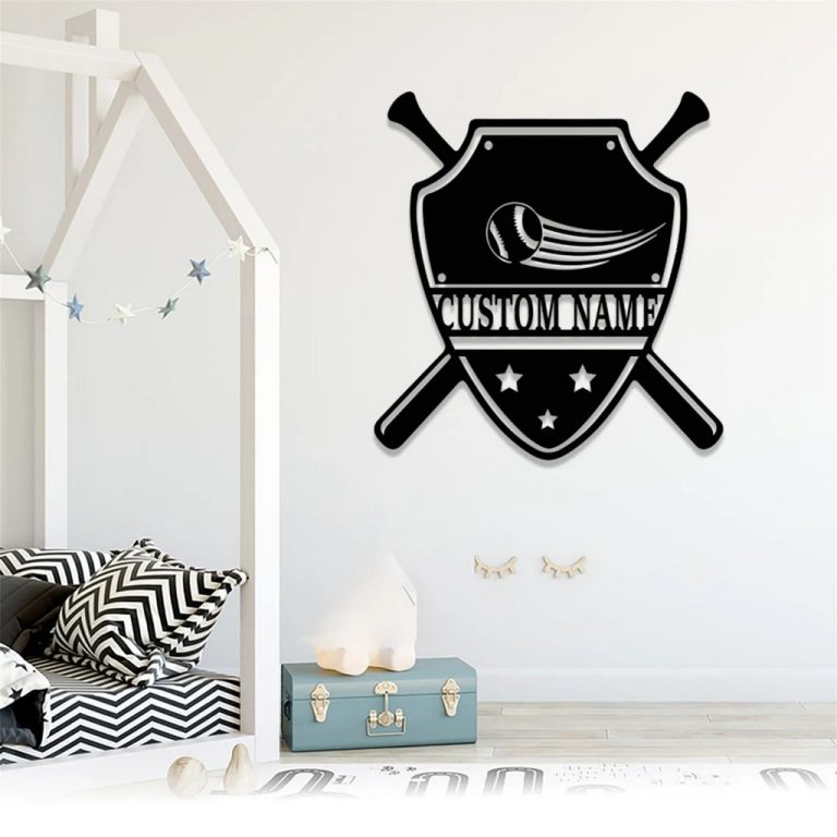 Personalized Shield Baseball Metal Sign Custom Name Baseball Player ...