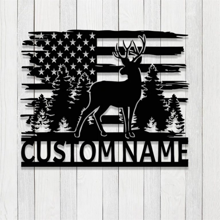Personalized US Flag Deer Hunting Metal Sign Custom Hunter Name Signs ...