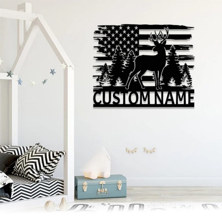 Personalized US Flag Deer Hunting Metal Sign Custom Hunter Name Signs ...