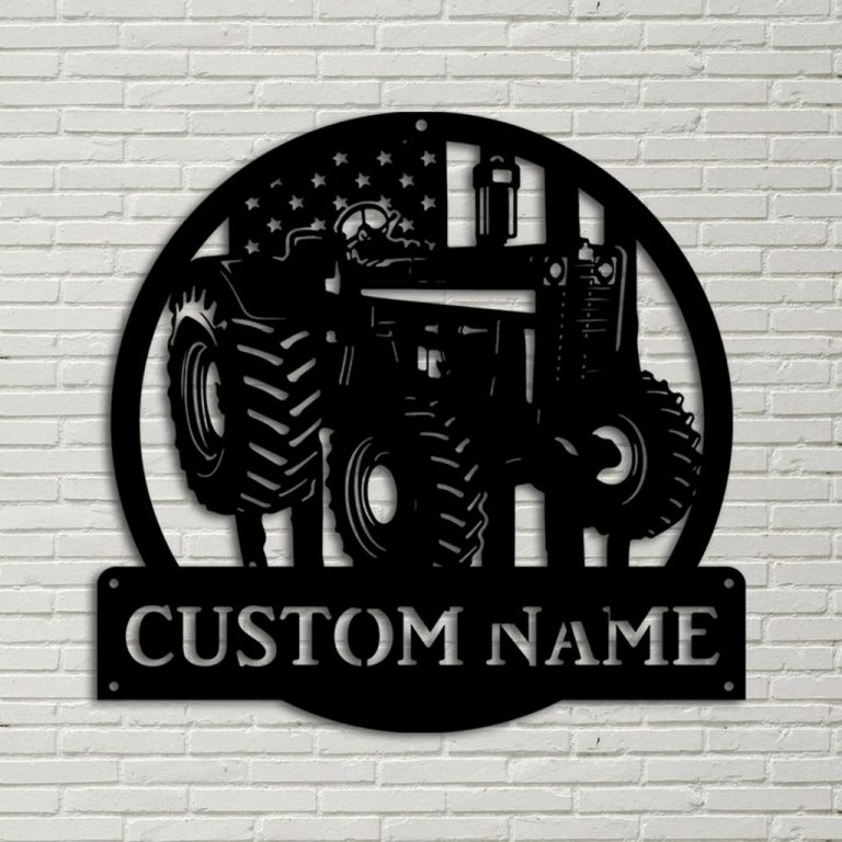 Personalized USA Farm Tractor Metal Name Sign Housefarm Decor Home Gift ...