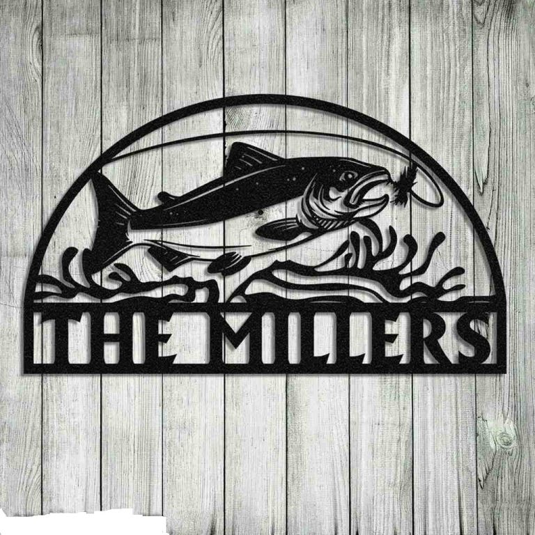 Salmon Fishing Sign Fish Art Metal For Fisherman Gifts Custom Outdoor ...