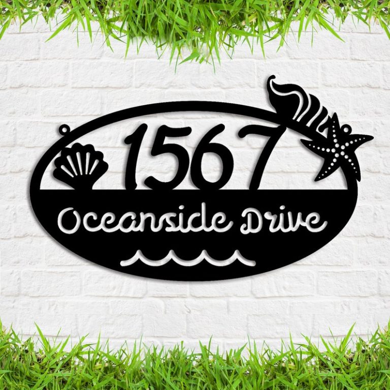 Seashell Custom House Number Plaque Beach Theme Mermaid Address ...