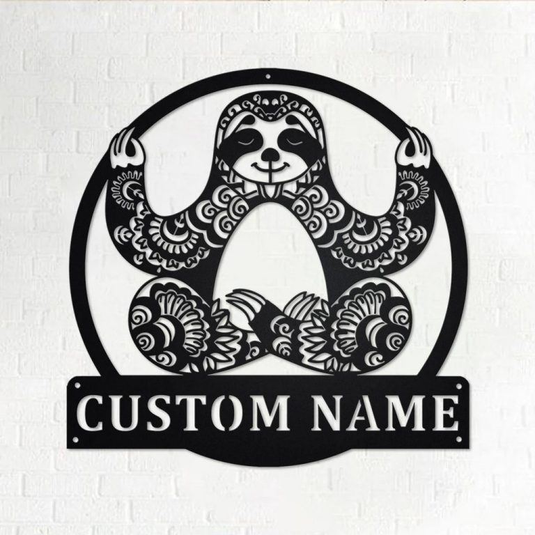 Sloth Yoga Metal Wall Art Personalized Metal Name Sign Yoga Room ...