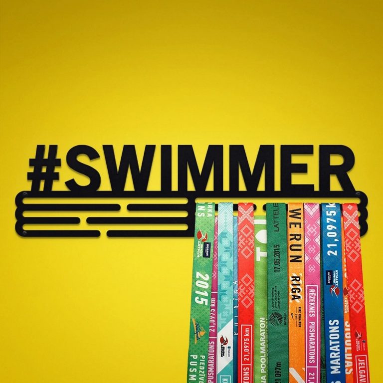 Swimmer Medal Hanger Display Wall Rack Frame With 12 Hooks For Swimming ...