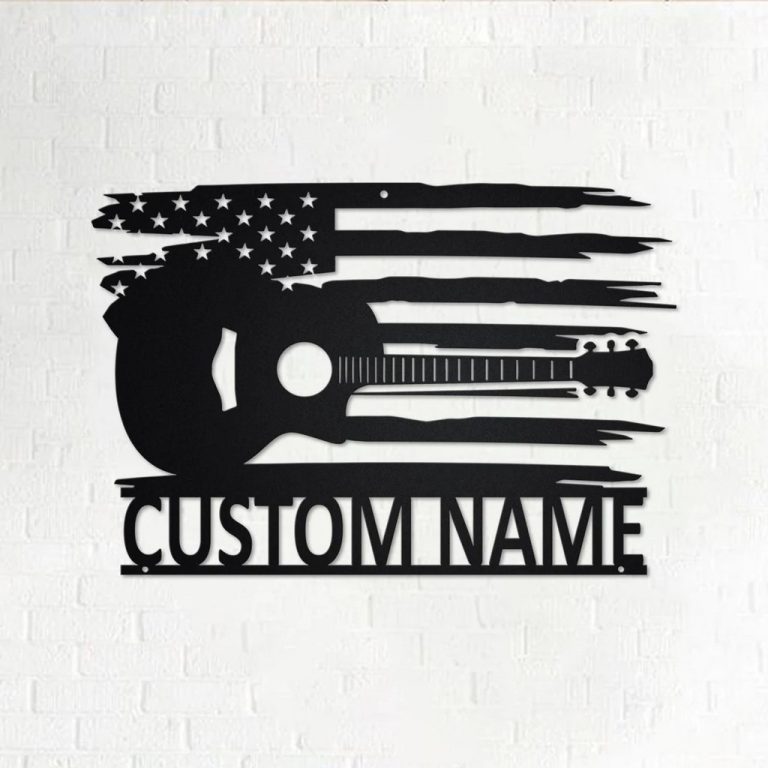 US Acoustic Guitar Metal Art Personalized Metal Name Sign Music Room ...