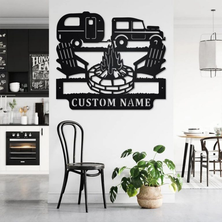 Vintage Trailer Metal Wall Art Personalized Metal Name Sign Camping ...