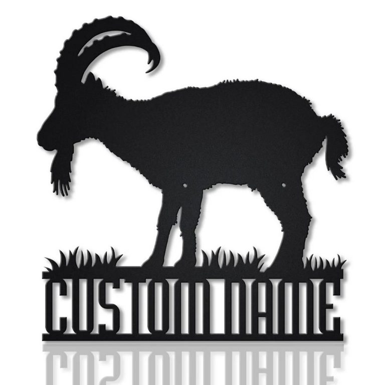 Alpine Ibex Goat Metal Art Personalized Metal Name Sign Decor Home Gift ...