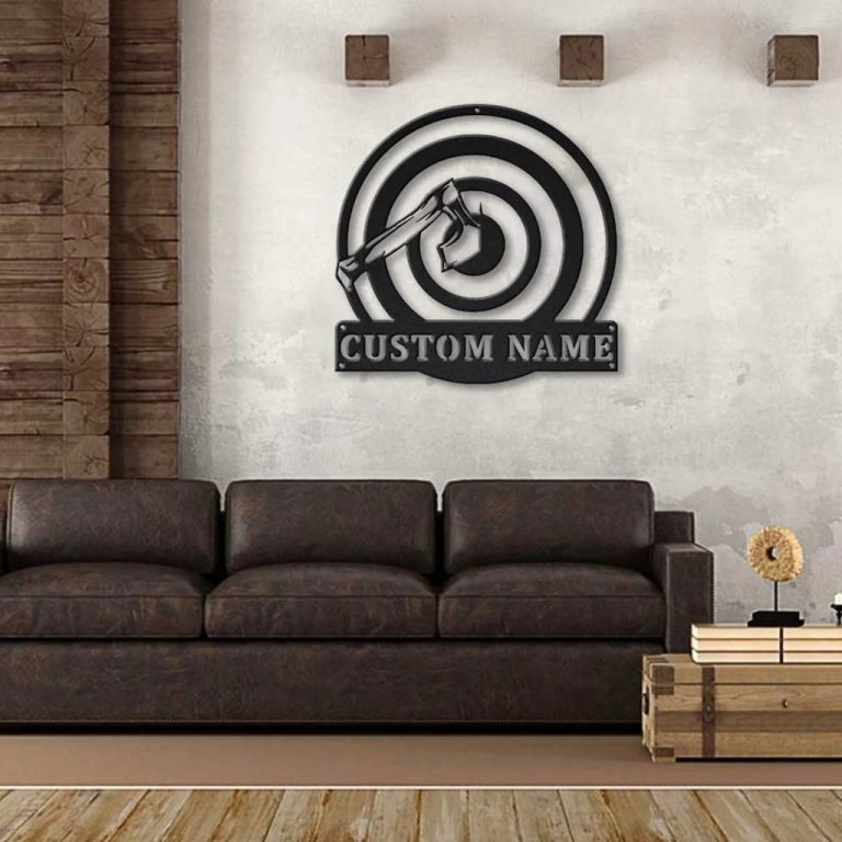 Axe Throwing Metal Sign Personalized Metal Name Signs Home Decor Sport ...