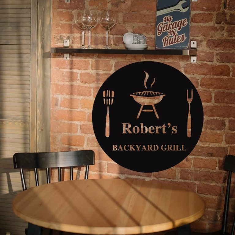 Backyard Grill Laser Cut Metal Signs Garden Bar Outdoor Decor Dad's BBQ ...