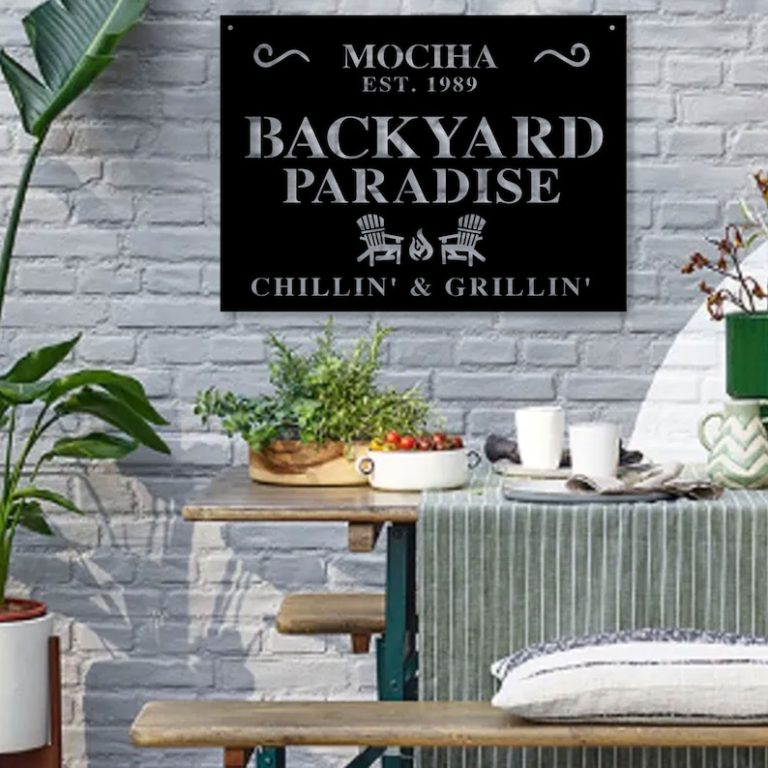 Backyard Paradise Home Bar Signs Personalized Metal Signs Custom ...