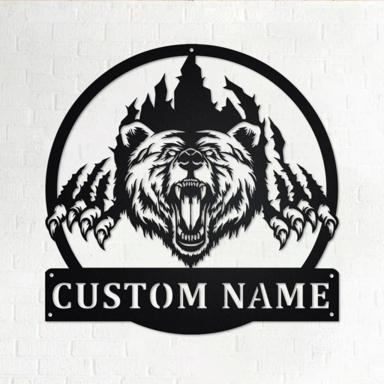 Bear Claws Scratch Metal Art Personalized Metal Name Sign Decoration ...