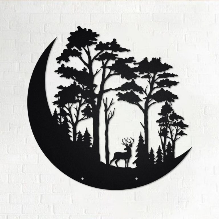 Deer Moon Forest Metal Art Laser Cut Metal Signs Room Decor Gifts For ...