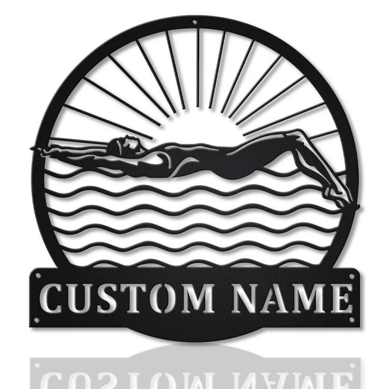 Female Swimmer Metal Sign Personalized Metal Name Signs Home Decor ...