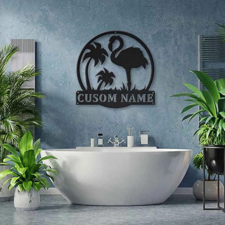 Flamingo Metal Art Personalized Metal Name Sign Decor Home Gift for ...