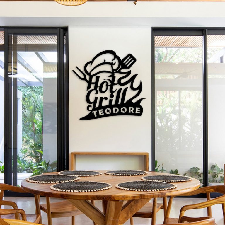Hot Grill Metal Name Signs Modern BBQ Kitchen Sign, Restaurant Welcome ...