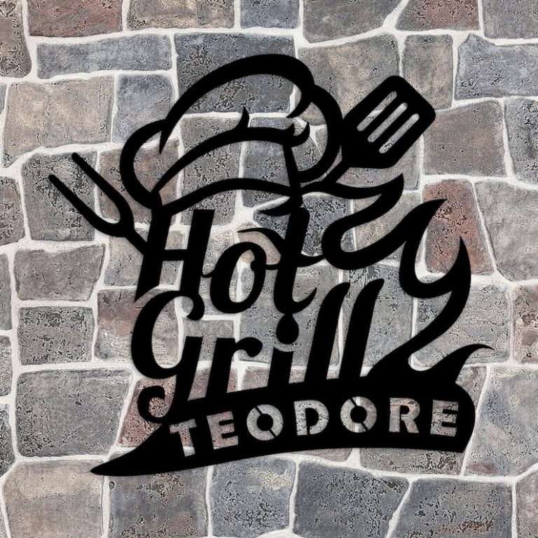 Hot Grill Metal Name Signs Modern BBQ Kitchen Sign, Restaurant Welcome ...