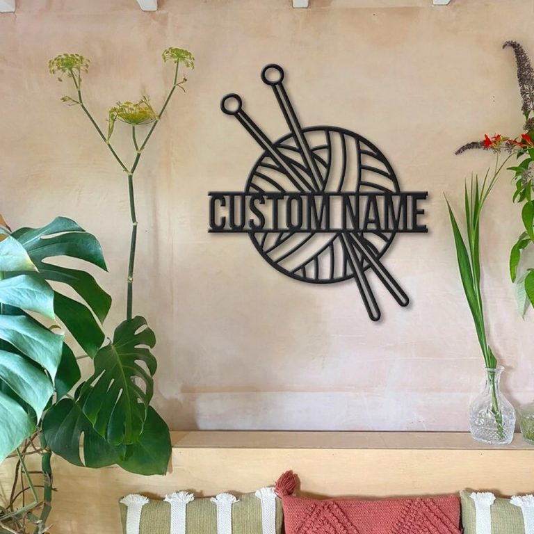 Knitting Crochet Metal Sign Personalized Metal Name Signs Home Decor ...