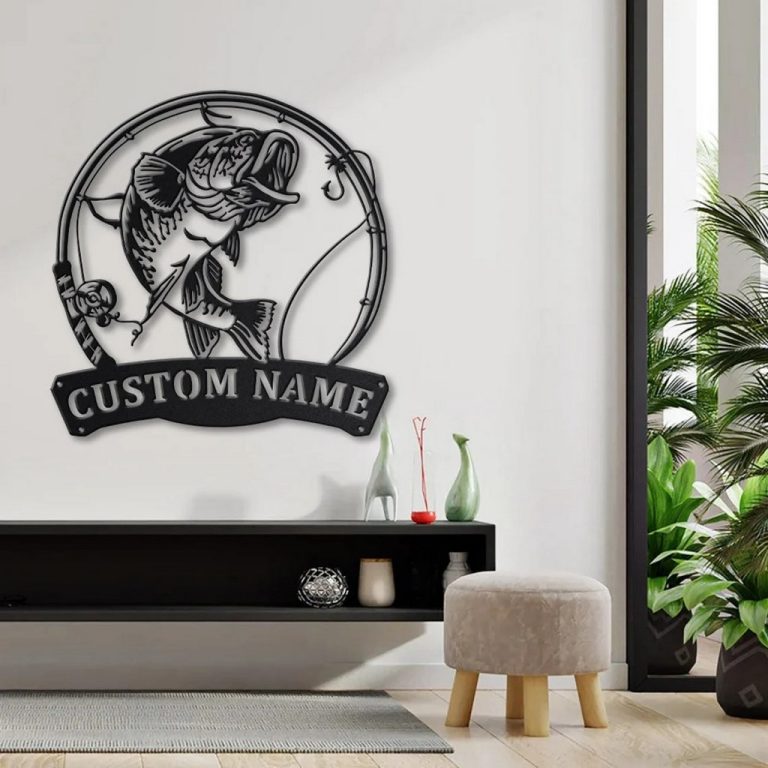 Largemouth Bass Fish Metal Art Personalized Metal Name Sign Decor Home ...